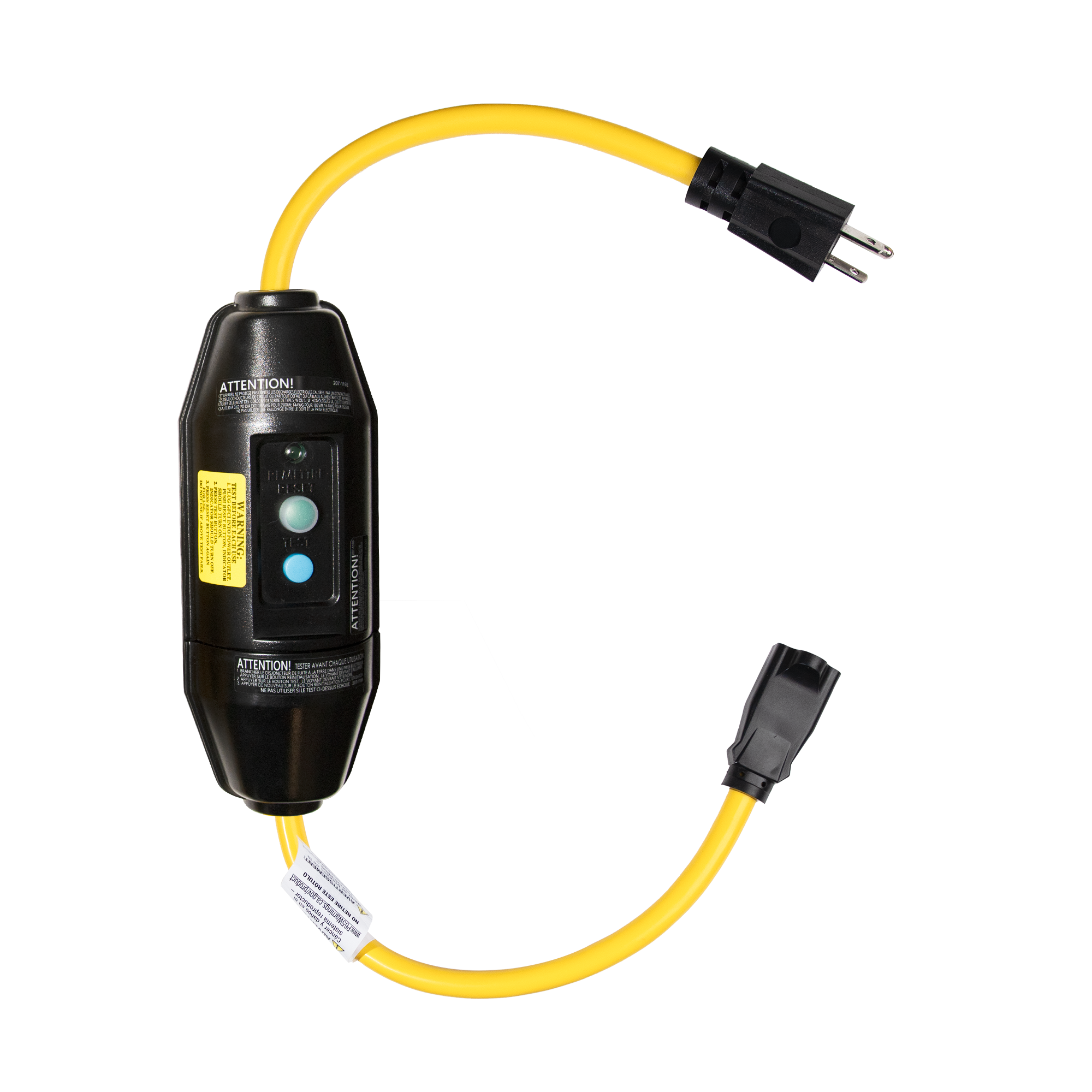 15 Amp, Manual Reset, Inline GFCI, 2' Single Tap Connector PGFI-M040KY ...